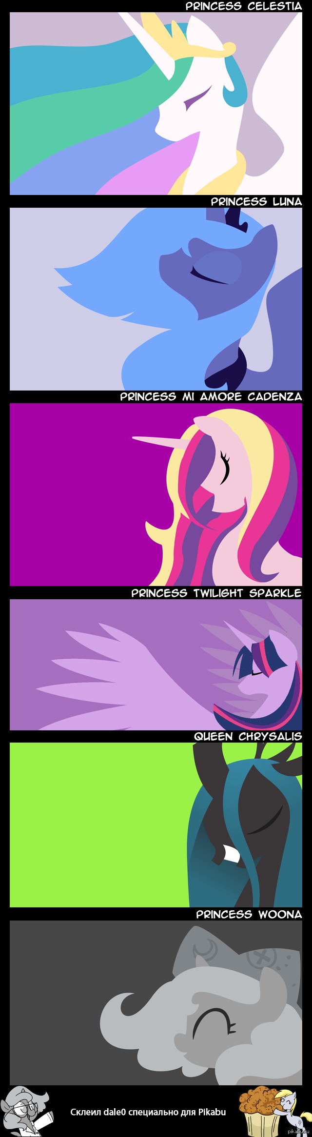 Pony Silhouettes, Part 8 [Princesses & Chrysalis] | Пикабу